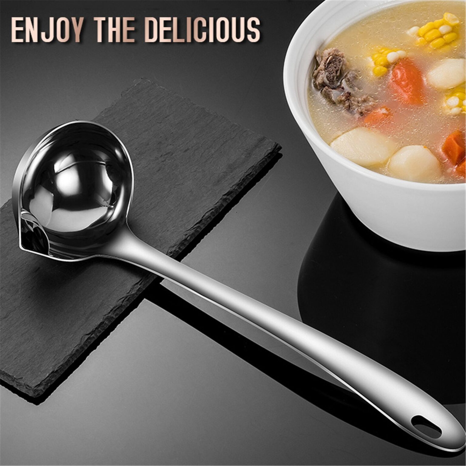 Oil Fat Grease Separating Stainless Steel Soup Ladle Serving Spoon ...